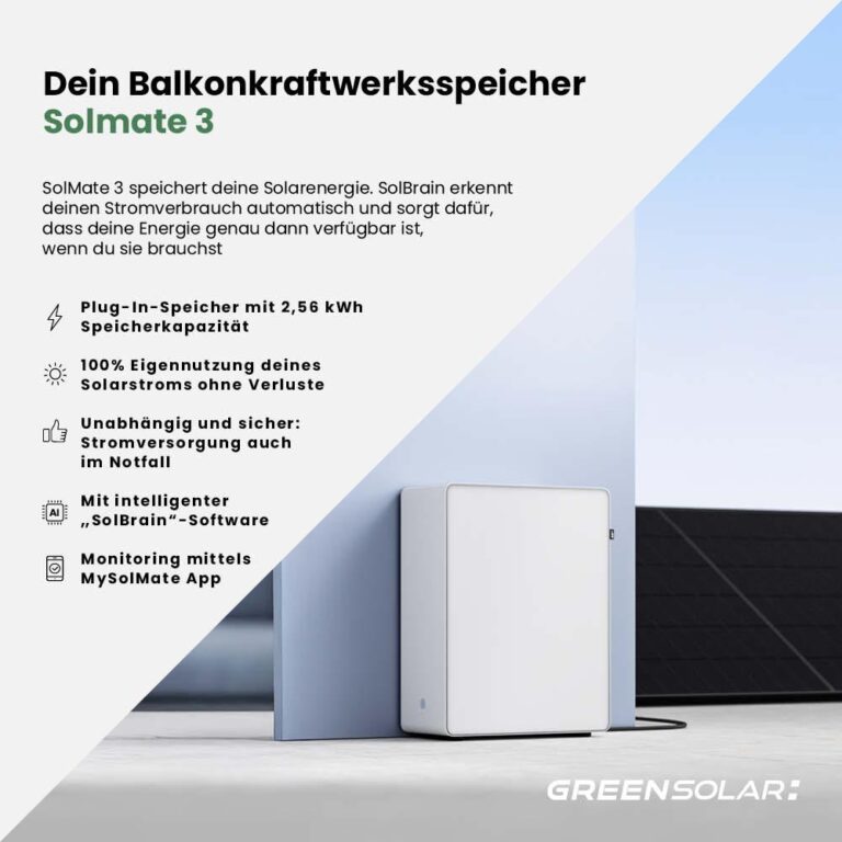 Balkonkraftwerkspeicher EET SolMate 3 - Greensolar GmbH