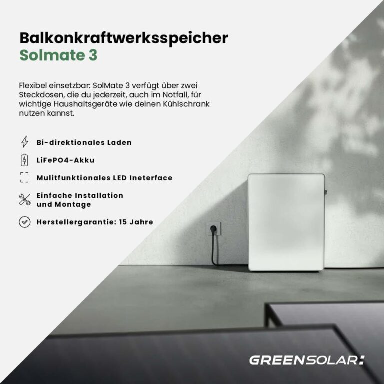 Balkonkraftwerkspeicher EET SolMate 3 - Greensolar GmbH